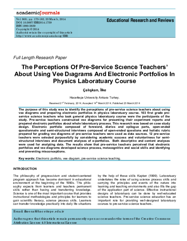 (PDF) The Perceptions Of Pre-Service Scıence Teachers About Using Vee ...