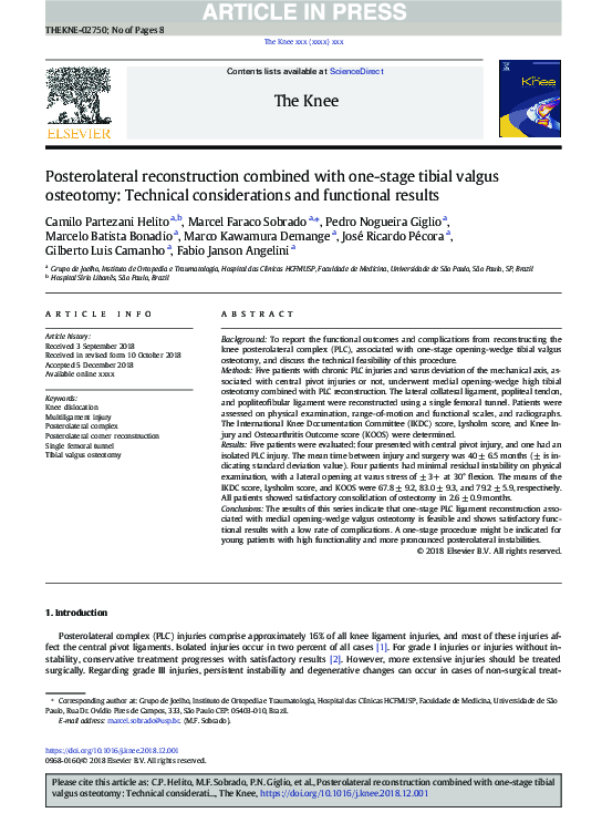 (PDF) Posterolateral reconstruction combined with one-stage tibial ...