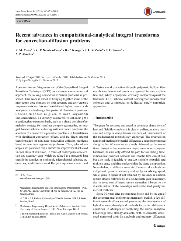 Pdf Recent Advances In Computational Analytical Integral Transforms