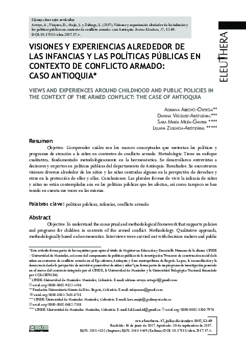 (PDF) Visiones y experiencias alrededor de las infancias y las ...
