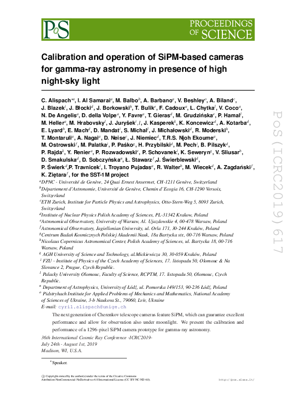 (PDF) SiPM Camera Calibration for Gamma-Ray Astronomy