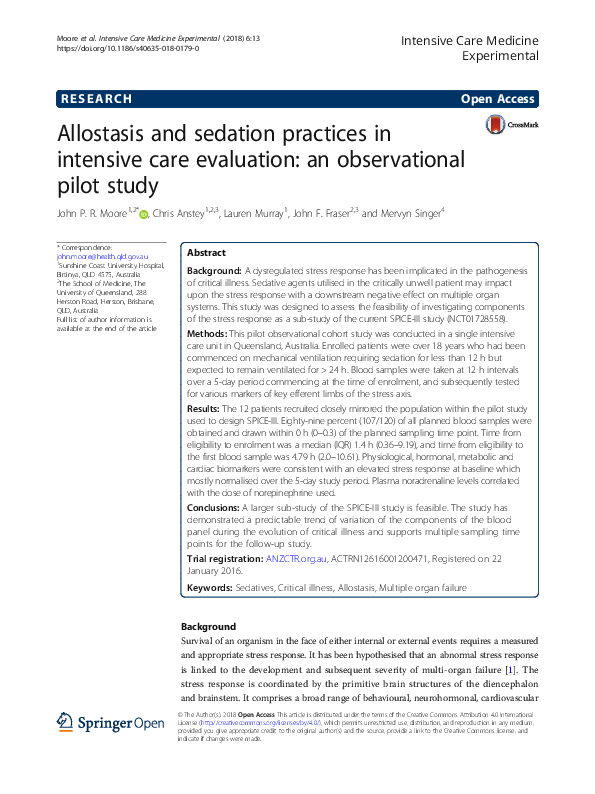 (PDF) Allostasis and sedation practices in intensive care evaluation ...
