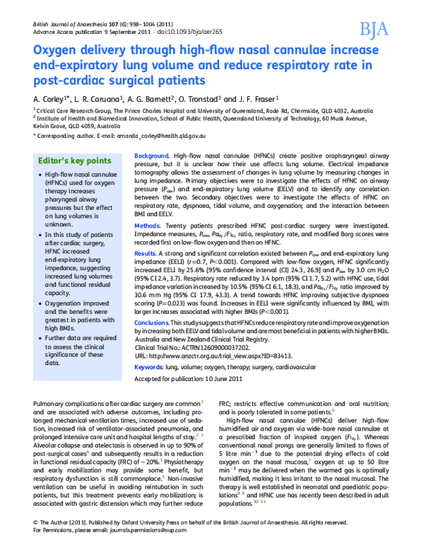 (PDF) Oxygen delivery through high-flow nasal cannulae increase end ...