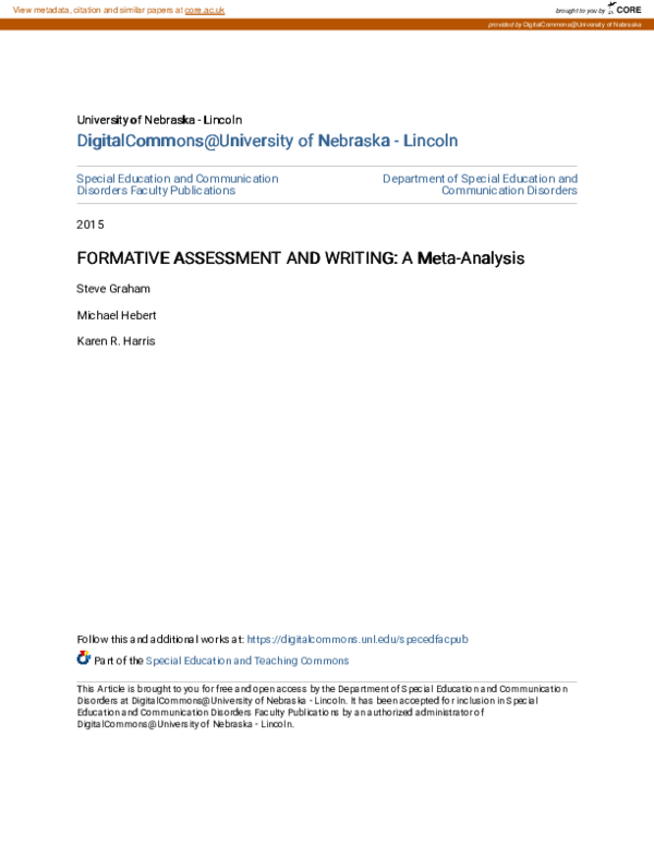 (PDF) Formative Assessment and Writing