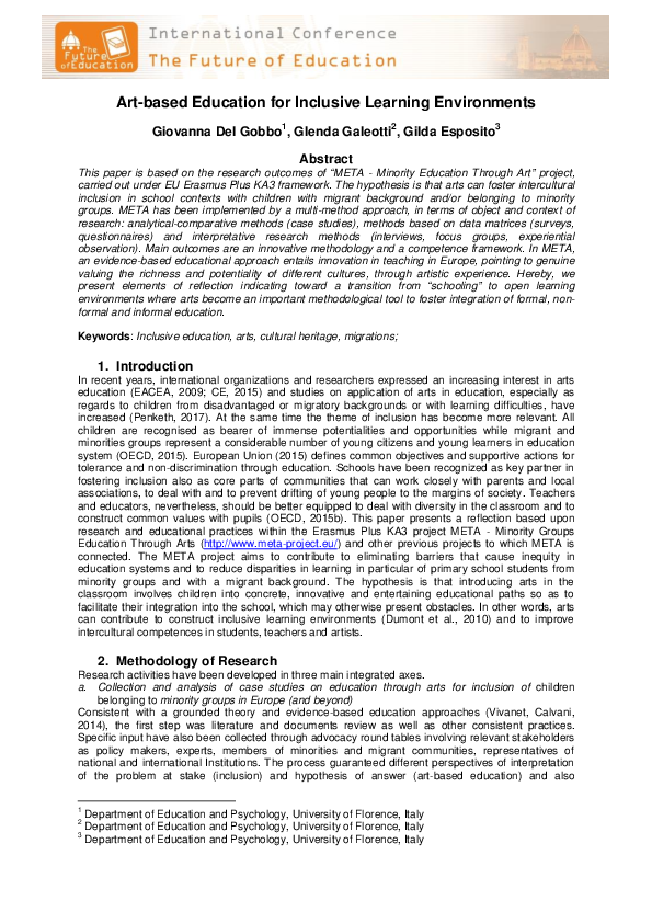 (PDF) Art-based Education for Inclusive Learning Environments | Giovanna Del Gobbo - Academia.edu