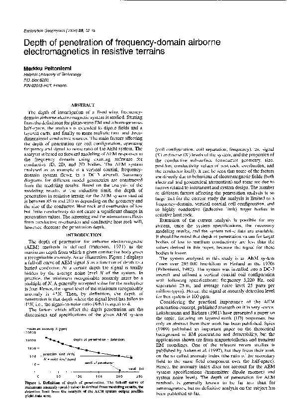 (PDF) Depth of Penetration of Frequency-Domain Airborne Electromagnetic ...
