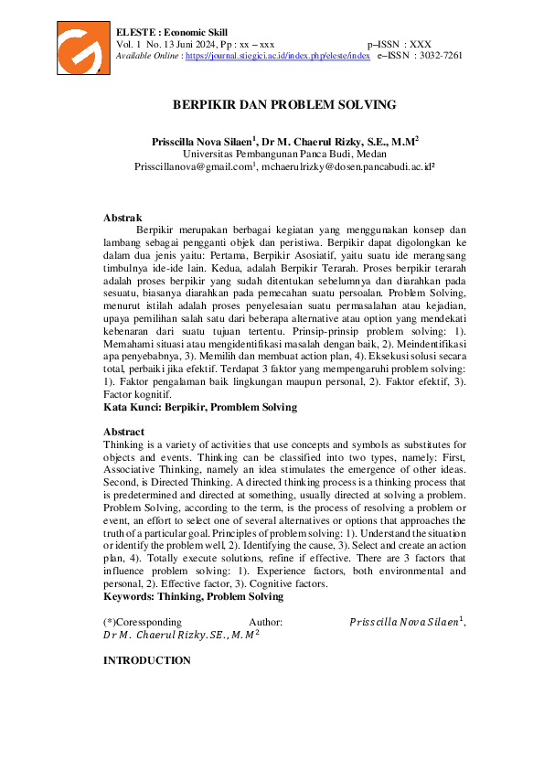 (PDF) BERPIKIR DAN PROBLEM SOLVING