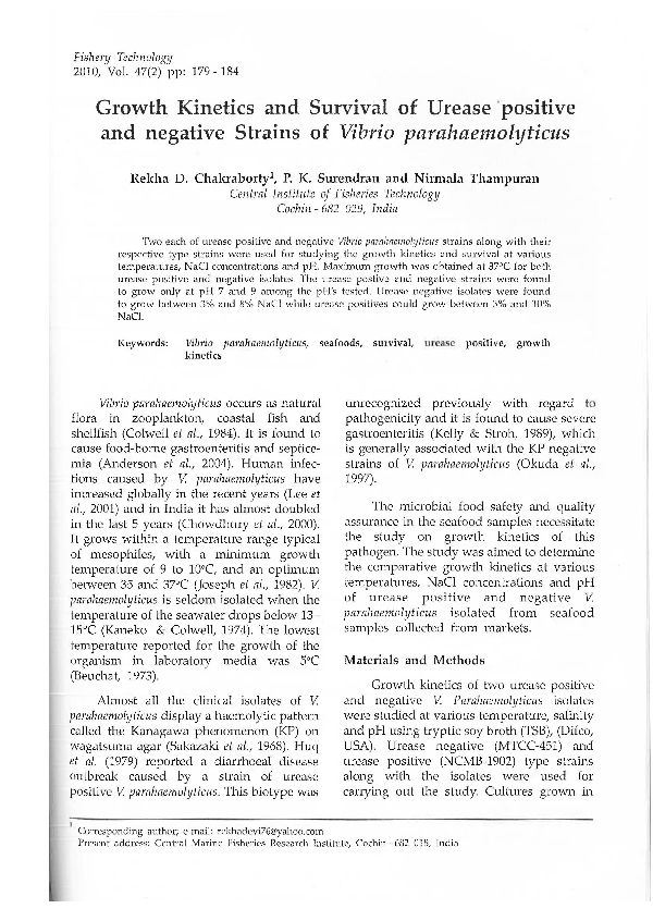 (PDF) Growth Kinetics and Survival of Urease positive and negative ...