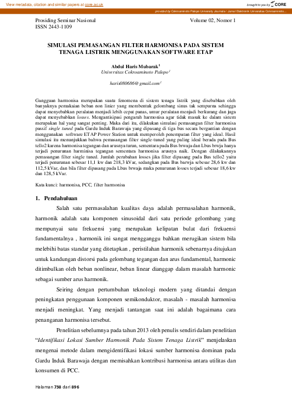 (PDF) Simulasi Pemasangan Filter Harmonisa Pada Sistem Tenaga Listrik ...