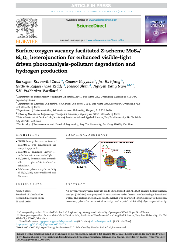 (PDF) Surface oxygen vacancy facilitated Z-scheme MoS2/Bi2O3 ...