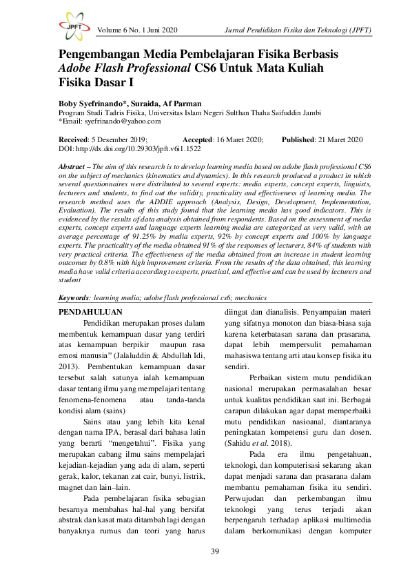 (PDF) Pengembangan Media Pembelajaran Fisika Berbasis Model EducationalGames Guna Meningkatkan ...