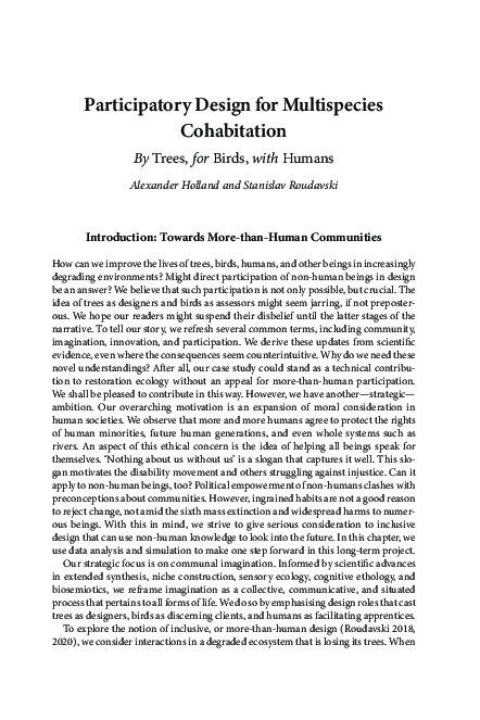 (PDF) Participatory Design for Multispecies Cohabitation: By Trees, for ...