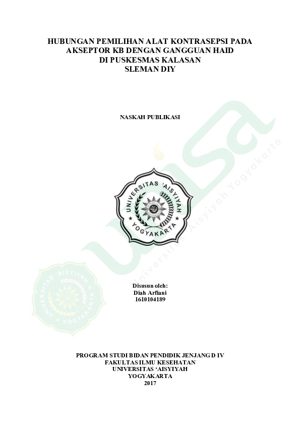 (PDF) Hubungan Pemilihan Alat Kontrasepsi Pada Akseptor KB Dengan Gangguan Haid DI Puskesmas ...