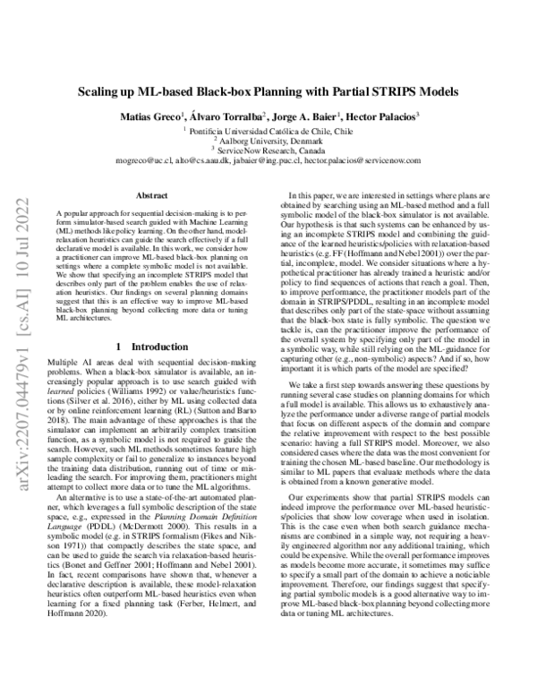 (PDF) Scaling up ML-based Black-box Planning with Partial STRIPS Models