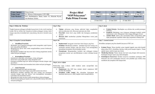 (PDF) Project Ritel "SOP Pelayanan" Pada Prima Fresma Step 1 Step 2 ...