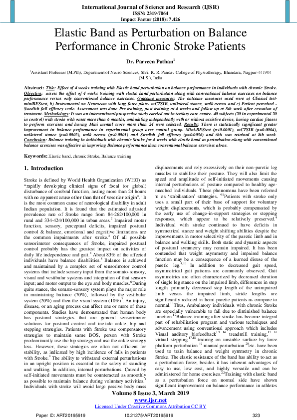 (PDF) Elastic Band as Perturbation on Balance Performance in Chronic ...