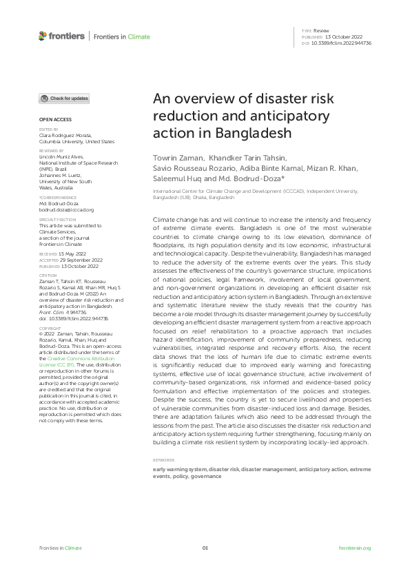 (PDF) An overview of disaster risk reduction and anticipatory action in ...