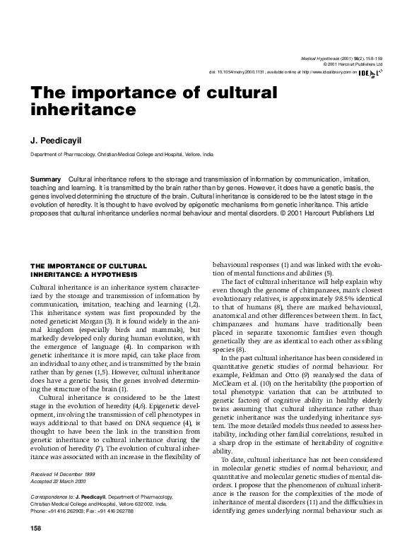(PDF) The importance of cultural inheritance
