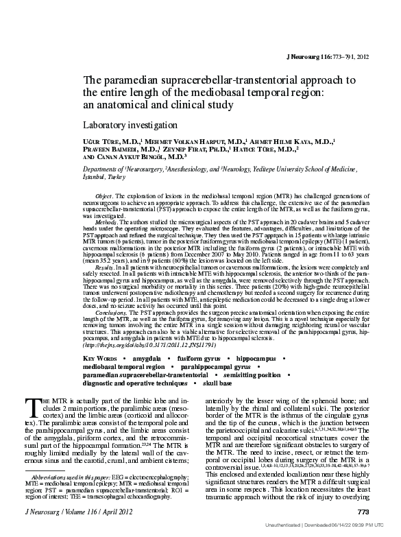 (PDF) The paramedian supracerebellar-transtentorial approach to the ...