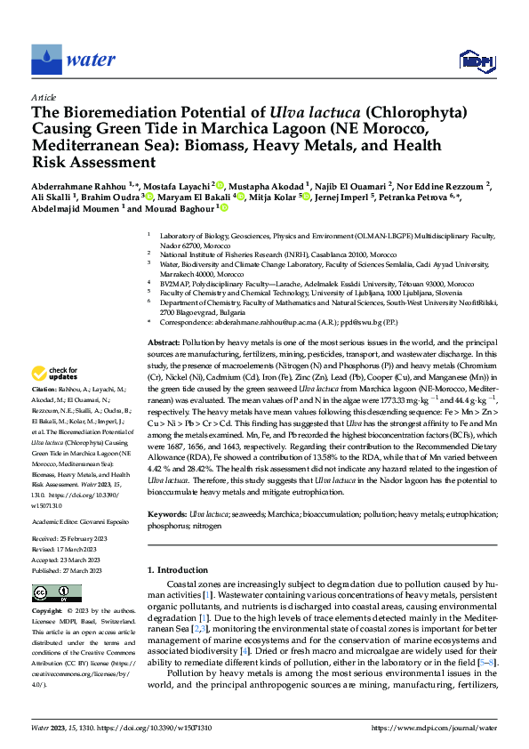 (PDF) The Bioremediation Potential of Ulva lactuca (Chlorophyta ...