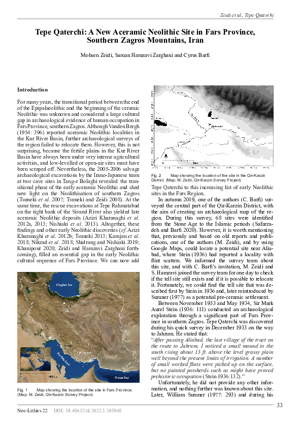(PDF) Tepe Qaterchi: A New Aceramic Neolithic Site in Fars Province ...