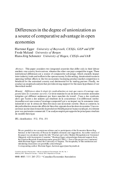 (PDF) Differences in the degree of unionization as a source of ...