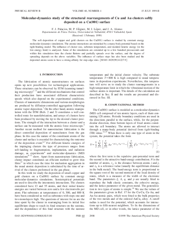 (PDF) Molecular-dynamics study of the structural rearrangements of Cu and Au clusters softly ...