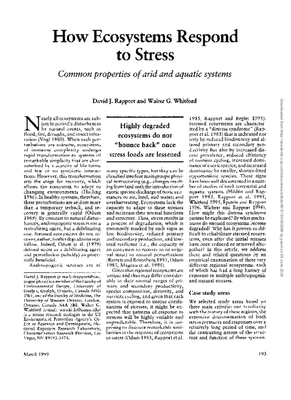 (PDF) How Ecosystems Respond to Stress