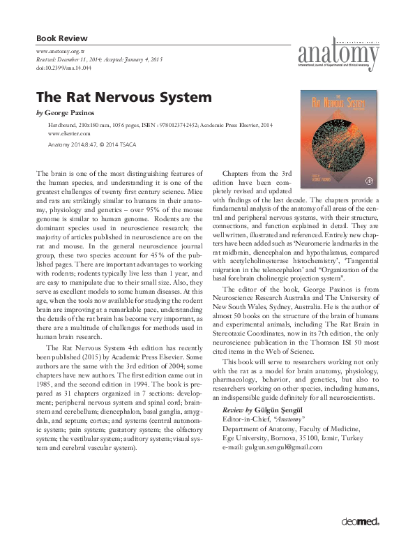 (PDF) The Rat Nervous System by George Paxinos