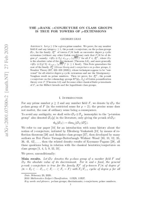 (PDF) The p-rank $\epsilon$-conjecture on class groups is true for ...