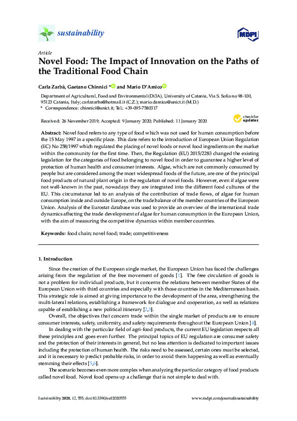 (PDF) Novel Food: The Impact of Innovation on the Paths of the ...