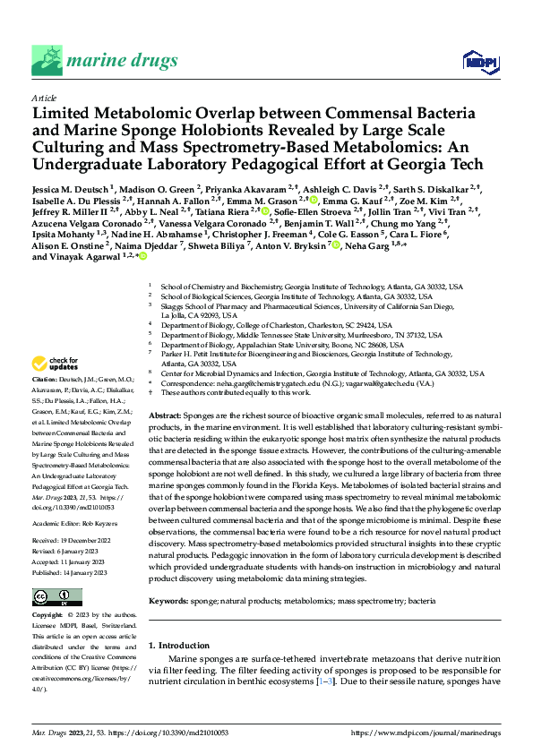 (PDF) Limited Metabolomic Overlap between Commensal Bacteria and Marine Sponge Holobionts ...