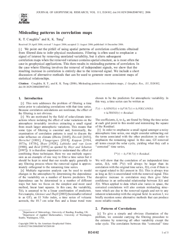 (PDF) Misleading patterns in correlation maps
