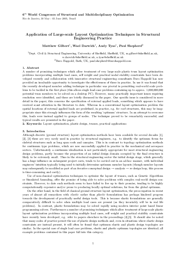 (PDF) Application of large-scale layout optimization techniques in structural engineering ...