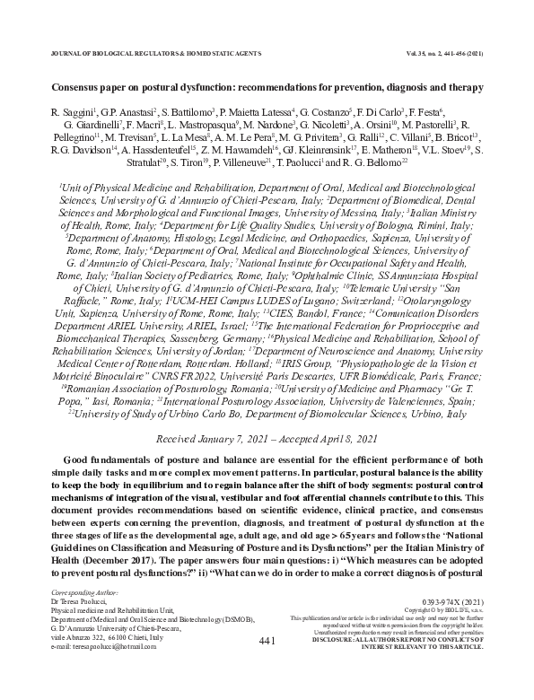 (PDF) Consensus paper on postural dysfunction: recommendations for ...