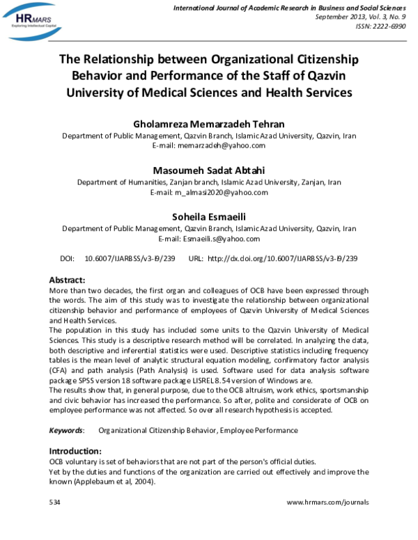 (PDF) The Relationship between Organizational Citizenship Behavior and Counterproductive Work ...