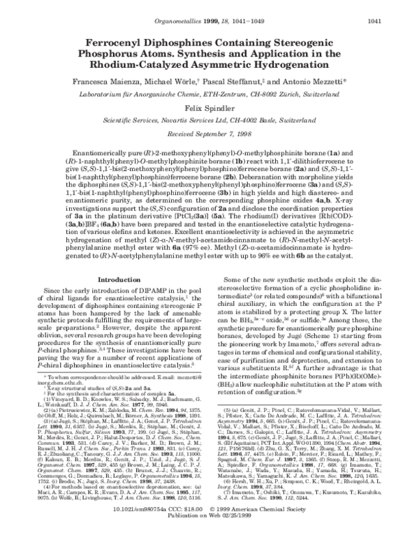 (PDF) Ferrocenyl Diphosphines Containing Stereogenic Phosphorus Atoms ...