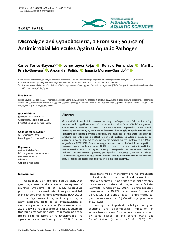 (PDF) Microalgae and Cyanobacteria, a Promising Source of Antimicrobial ...