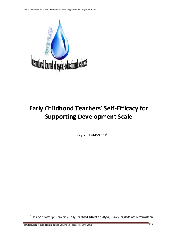 (PDF) Early Childhood Teachers’ Self-Efficacy for Supporting ...