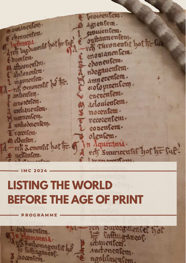 (PDF) IMC Sessions Programme: Listing the World before the Age of Print ...