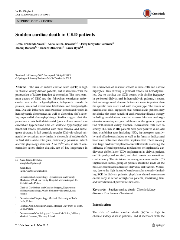 (PDF) Sudden cardiac death in CKD patients