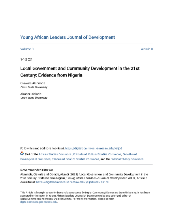 (PDF) Local Government and Community Development in the 21st Century ...