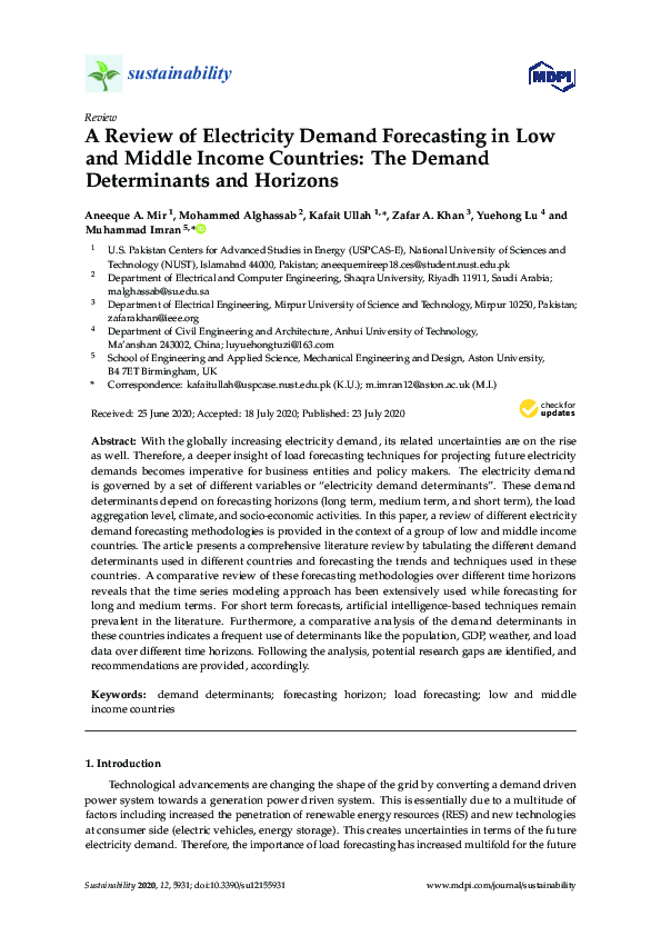 (PDF) A Review of Electricity Demand Forecasting in Low and Middle ...