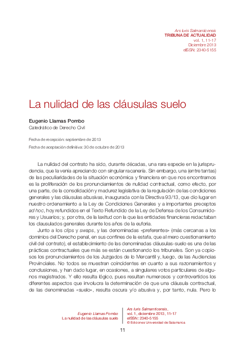 (PDF) La nulidad de las cláusulas suelo