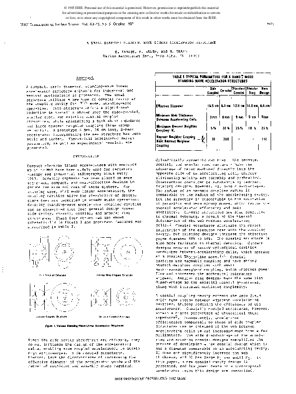 (PDF) A Small Diameter Standing Wave Linear Accelerator Structure