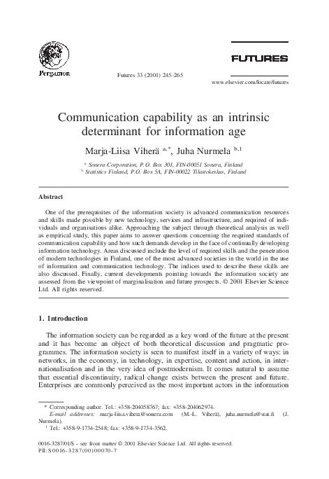(PDF) Communication capability as an intrinsic determinant for information age