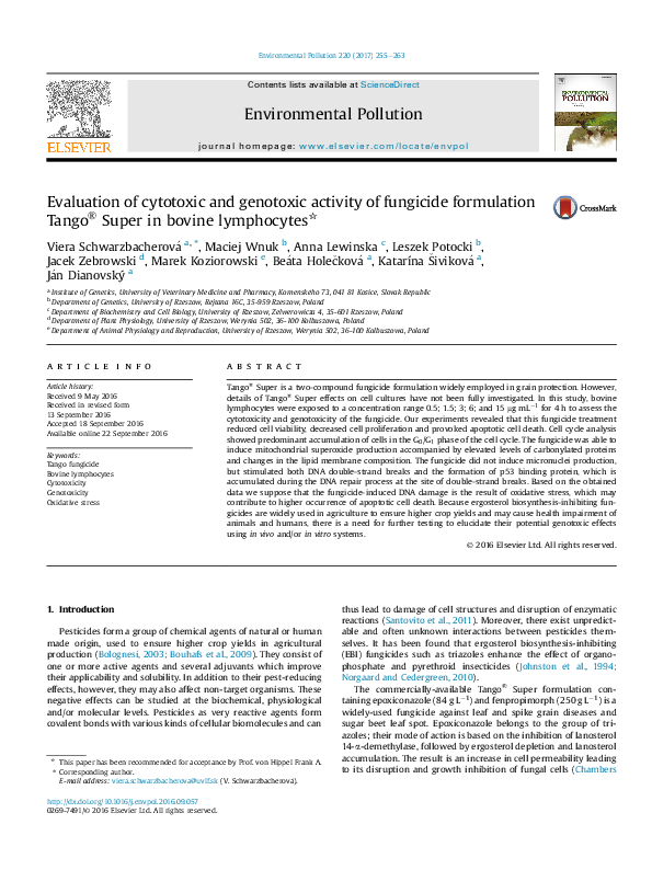 (PDF) Evaluation of cytotoxic and genotoxic activity of fungicide ...