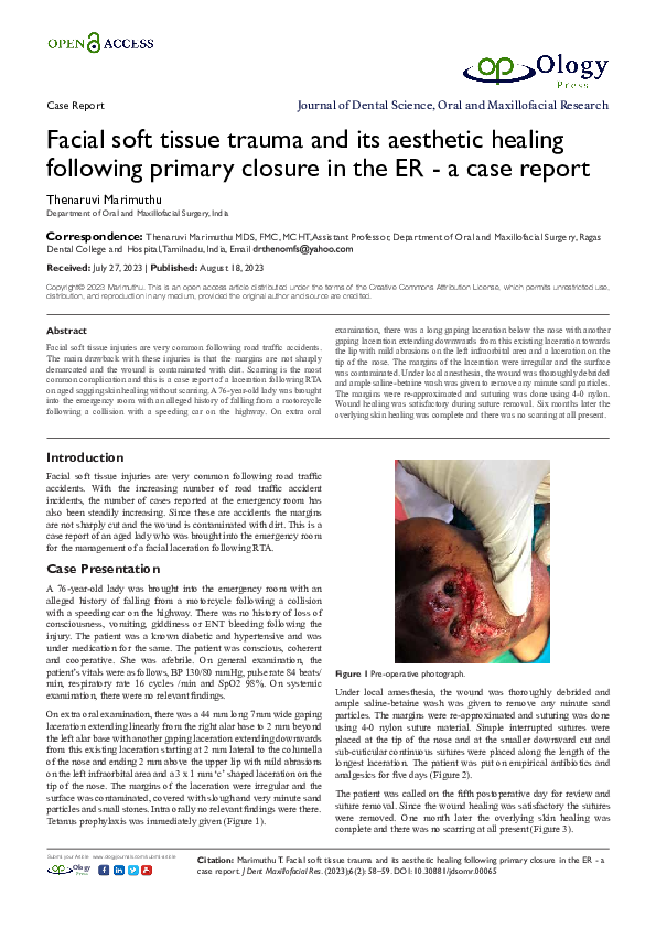 (PDF) Facial soft tissue trauma and its aesthetic healing following ...