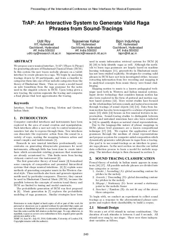 (PDF) Trap: An Interactive System To Generate Valid Raga Phrases From ...