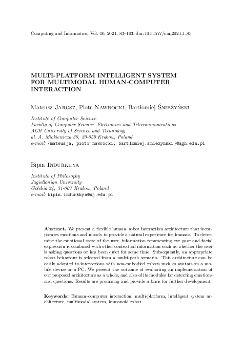 (PDF) Intelligent Human-Robot Interaction System